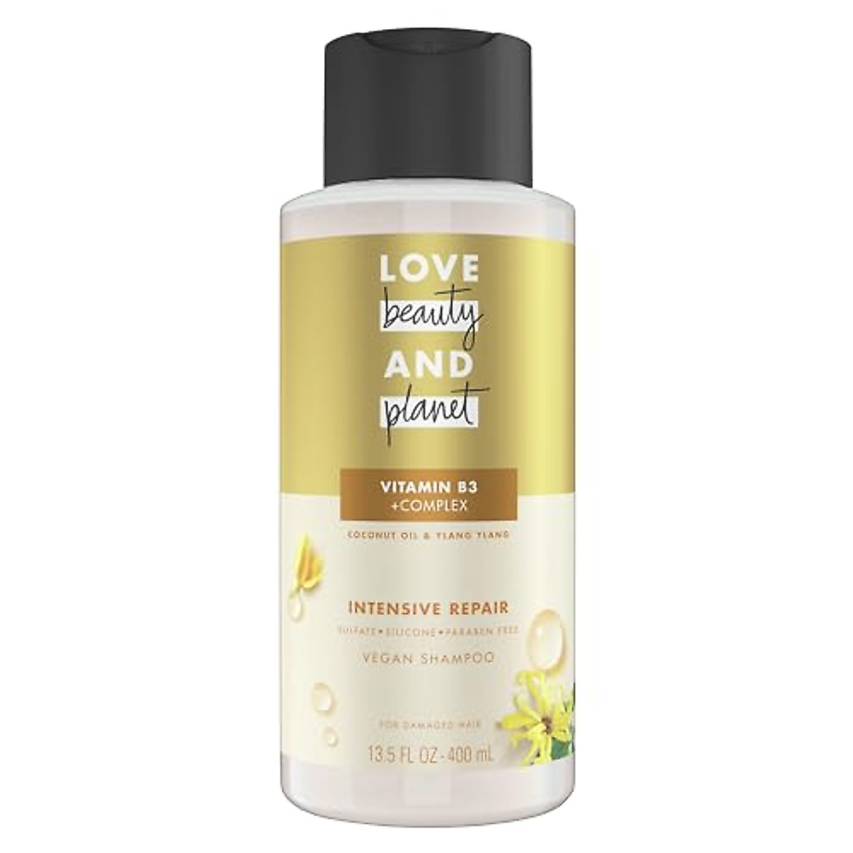Love Beauty and Planet Shampoo with Vitamin B3 Coconut Oil & Ylang Ylang for Intensive Repair for Damaged Hair Sulfate, Silicone, & Paraben Free. Cruelty-Free. 13.5 oz