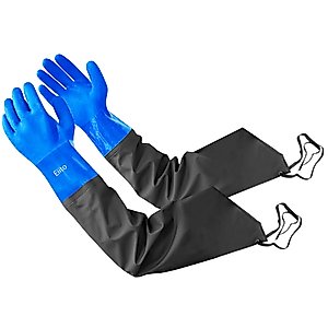 Eiito Drain cleaning gloves,Pond Gloves,Long Rubber gloves,Waterproof Gloves elbow length rubber gloves- 27 Inch Insulated Waterproof Gloves