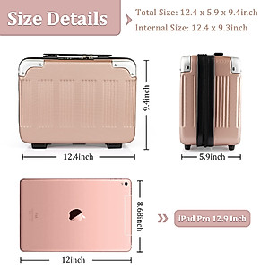 Lzttyee Small Hard Shell Cosmetic Case Travel Hand Luggage Portable Carrying Makeup Case Suitcase (Rose gold)