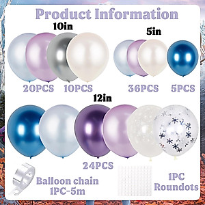 Frozen Birthday Party Supplies, Frozen Party Decorations Includes Snowflake Balloon Garland Arch Kit,Frozen Backdrop, Frozen Tablecloth, Elsa, Snowman and Snowflake Foil Balloon