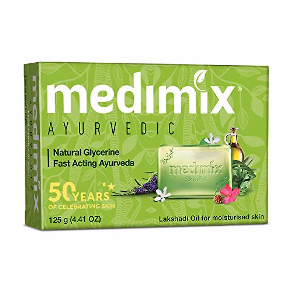 Medimix Herbal Handmade Ayurvedic Soap with Natural Glycerine With Lakshadi Oil for Dry Skin Pack of 5 (5 x 125 g)