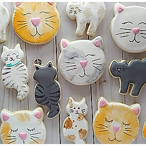 Cat Cookie Cutters 3-Pc. Set Made in USA by Ann Clark, Cat Face, Sitting Cat, Curled Cat
