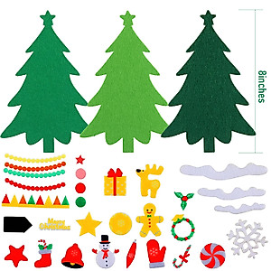 Tatuo DIY Felt Christmas Tree and Ornaments Felt Kids Party Favors Stickers for Kids Home Door Wall Hanging Christmas Tree Craft Decorations (24)