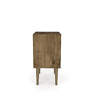 Manhattan Comfort Liberty Mid Century Modern Nightstand with Drawer and Cubby, Bedside Table for Bedroom and Living Room, Night Stand Accent Decor, Easy Assembly, Brown/Brown