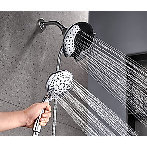 GRICH Dual Shower Head with Handheld: 2 IN 1 High Pressure Handheld Shower Head & Rainfall Shower Head, 9 Spray Modes/Settings Detachable Shower Head with Hose, cUPC and CEC Certification Approved