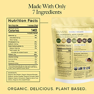 Truvani Vegan Pea Protein Powder | Banana Cinnamon | 20g Organic Plant Based Protein | 20 Servings | Keto | Gluten & Dairy Free | Low Carb | No Added Sugar