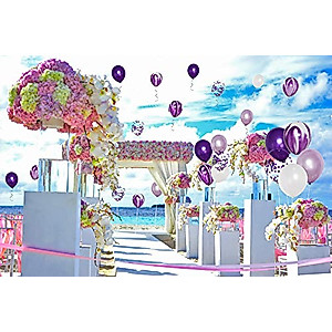50 Pcs 12 Inches Purple and White Balloons, Purple Confetti Balloons, Purple and Lavender Balloons, Helium Balloons for Wedding Birthday Party Decorations Balloon Garland Arch Purple Theme Graduation