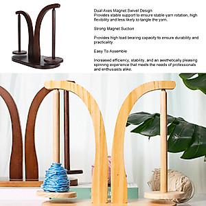 Yarn Ball Holder, Dual Axes Magnet Swivel Design Stable Support Yarn Holder for Knitting and Crocheting Easy to Assemble Wooden Yarn Spinner for Knitting Lovers (Type 1)