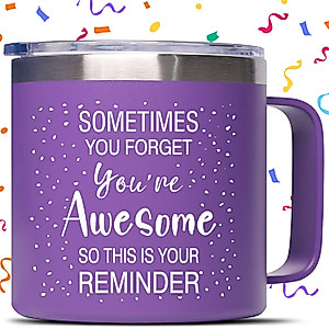 Birthday Gifts for Women Friendship - Inspirational Gifts Sometimes You Forget You are Awesome Purple Tumbler - Gifts for Friends Female Gifts for Mom Best Friend Teacher Get Well Soon Gifts for Her