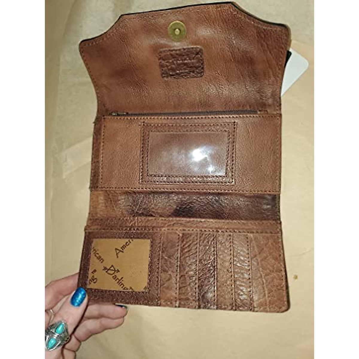 American Darling Wallet 4x8 inch Hand Carved Leather Purse for Womens Western Clutch Cow Girls