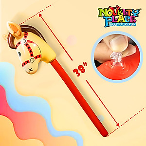 Novelty Place 4 Pcs Inflatable Stick Horse Toy - 38 Inches Inflate Horsehead Balloons for Boys and Girls, Perfect for Cowboy Themed Parties, Decorations, and Imaginative Playtime