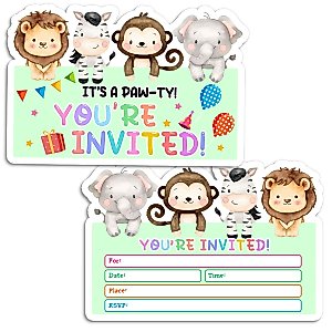 Yangmics Direct Cute Jungle Animals Kids Party Invitation Cards Birthday Party for Girls Boys 30 invites with 30 Envelopes Baby Shower Invites 4x6 inches