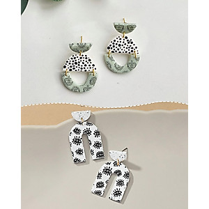 Puocaon Boho Clay Silk Screens - 6 Pcs Lucky Evil Eye Shape Silk Screen Stencils for Polymer Clay, Screen Stencils for Polymer Clay Earrings Making, Silk Screen for Transfer Patterns on Polymer Clay