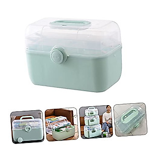 KICHOUSE Large Capacity Multi Medicine Organizer Box Lockable Storage Box for Family Use Home Medicine Box with Detachable Tray for Emergency Supplies