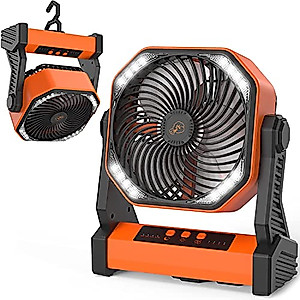 PANERGY Portable Camping Fan with LED Lantern, 20000mAh Rechargeable Battery Operated Outdoor Tent Fan with Light, 270° Pivot, 4 Speeds,8" Personal USB Desk Fan for Jobsite, Power Outage, Hurricane