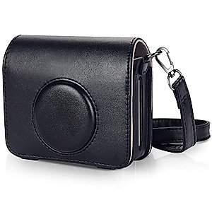 Phetium Protective Case Compatible with Fujifilm Instax Mini EVO Hybrid Instant Camera-PU Leather Bag with Adjustable Shoulder Strap (Black)