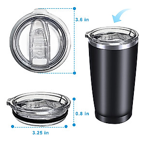 20oz Tumbler Replacement Lids Spill Proof Splash Resistant Lids Covers for 3.25in Cup Mouth Compatible with Classic Stainless Steel Tumblers YETI Rambler Atlin, Beast Juro SUNWILL Cup (2 Pack)