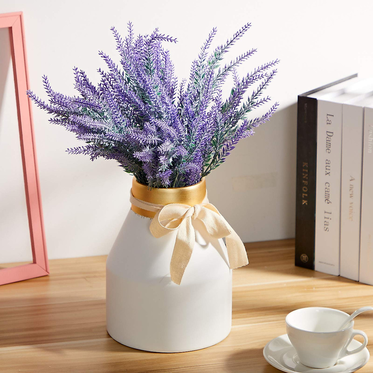 WILLBOND 12 Pieces Artificial Lavender Plants Lifelike Faux Silk Flowers for Weddings Home Garden Decoration Indoor Outdoor DIY Floral Arrangements