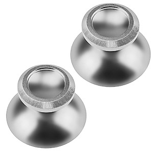 2PCS Aluminum Metal Analog Joystick Thumbstick Rocker Mushroom Caps Button for PS4 Xbox One Replacement (Silver)