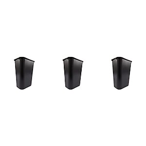 Rubbermaid Commercial 295700BK Deskside Plastic Wastebasket, Rectangular, 10 1/4 gal, Black (3)