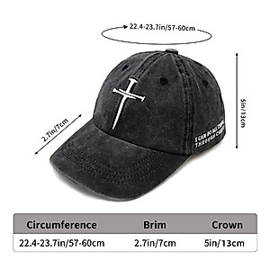 Christian Hats for Men Women Religious Cross Baseball Cap Jesus Adjustable Hat Pastor Gift for Men Gray