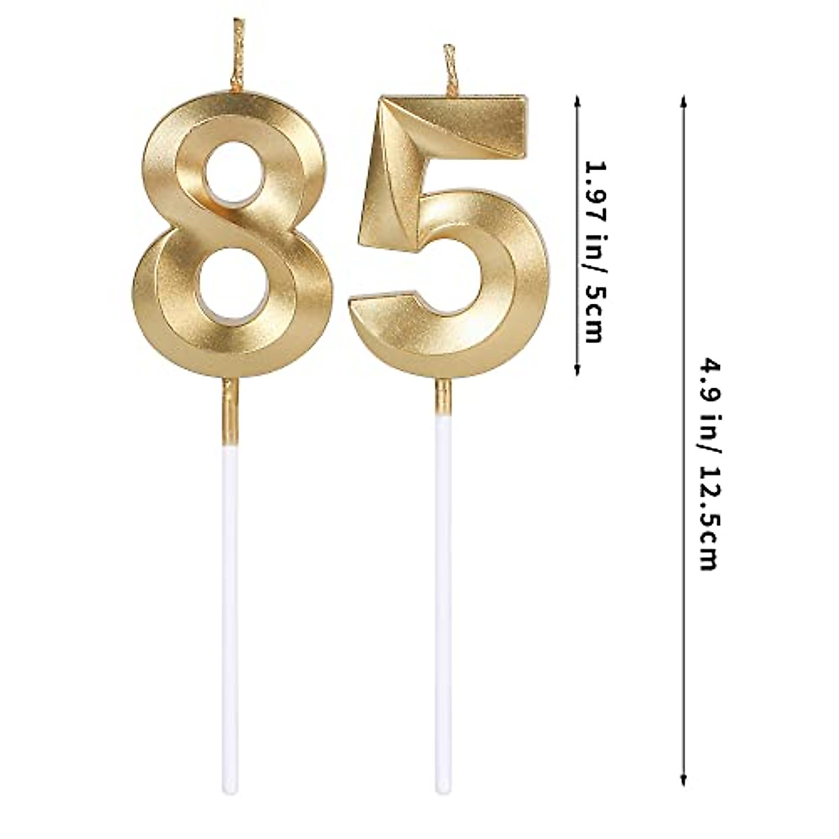 Gold 85th & 58th Birthday Candles for Cakes, Number 85 58 Candle Cake Topper for Party Anniversary Wedding Celebration Decoration