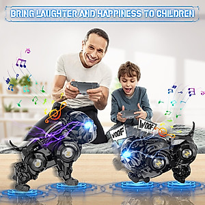 Blkont Remote Control Robot Dog Toys for Boys, Rechargeable Programmable Stunt Robot Dog with Singing, Dancing and Touch Functions for Boys Ages 3 4 5 6 7 8 9+ Birthday, Black