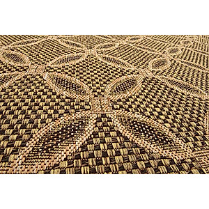 Unique Loom Trellis Collection Area Rug-Geometric Border Design, Moroccan Inspired for Indoor/Outdoor Décor, 8 ft x 11 ft 4 in, Light Brown/Brown