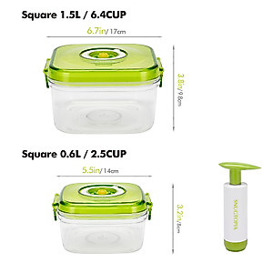 SNUGTOPIA Vacuum Seal Food Storage Containers - BPA Free, Leak Proof, Dishwasher, Freezer & Microwave Safe Lunch Box for Food Fresh 2PCS