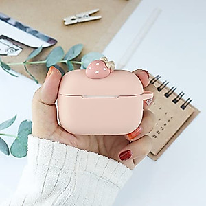 Wonhibo Cute Strawberry Airpods Pro Case for Women Girls, Light Pink Kawaii Fruit Cover for Apple Airpod Pro 2019 with Keychain