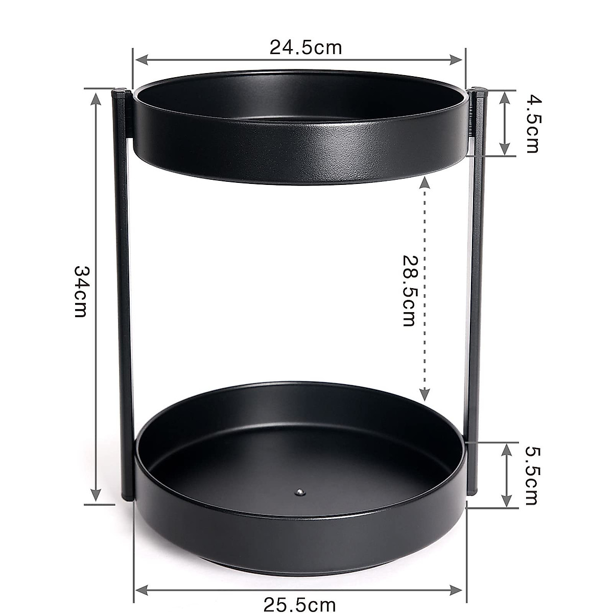 XNTONG 2-Tier 360° Lazy Susan Organizer, 10 inch Metal Steel Rotating Spice Rack, Turntable Organizer for Cabinet, Pantry, Bathroom, Countertop