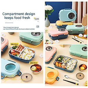 Siotenze Stainless Steel bento Lunch Box,3 Compartment Food Container,with Bowl, Water Fillable, BPA Free, Suitable for Camping, School, Office