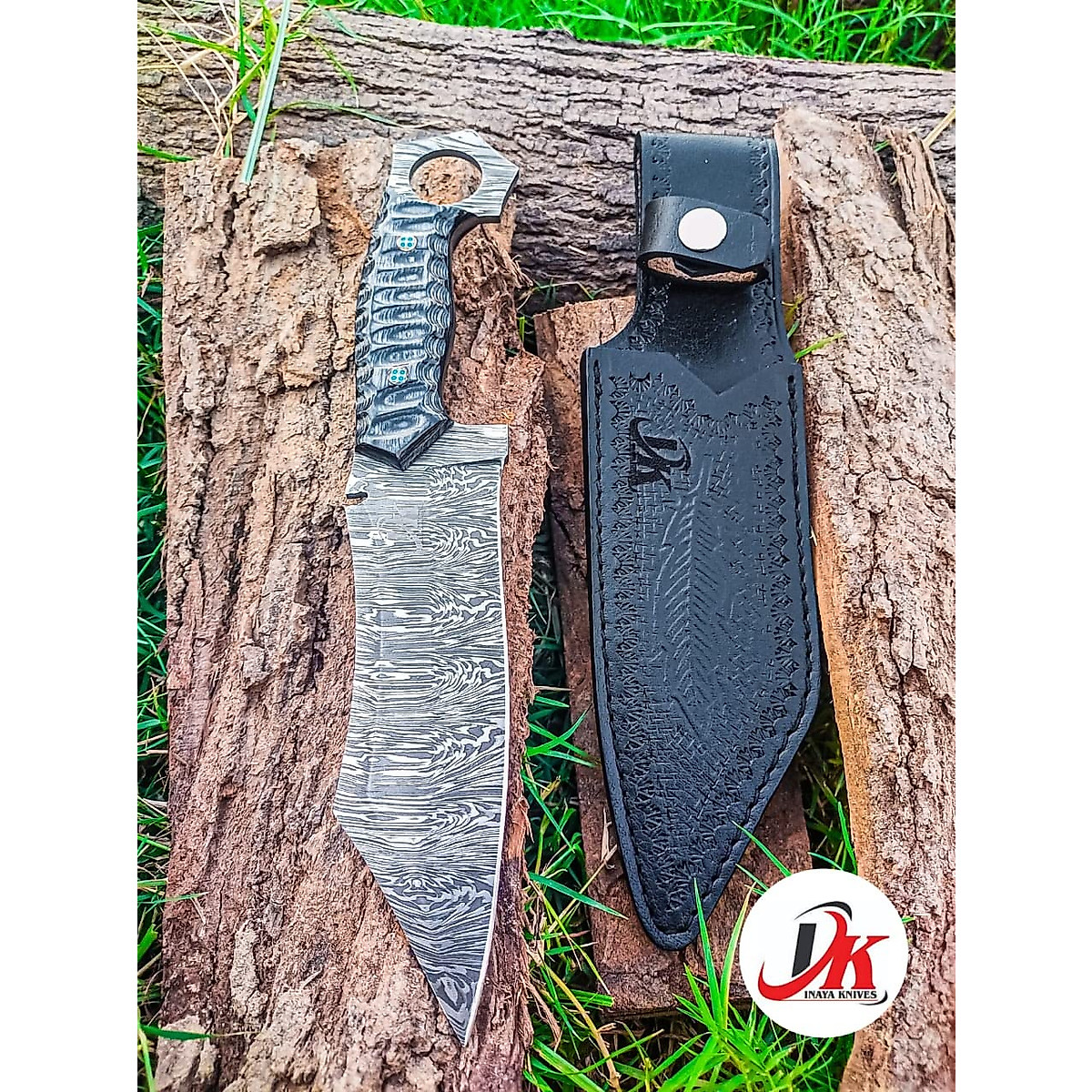 Custom hand made Damascus steel hunting knife,11" inches Skinner,out door survival camping,fix blade, classic, Christmas gift, nice grip handle,sharp, slicer, Leather sheath HUNT-01