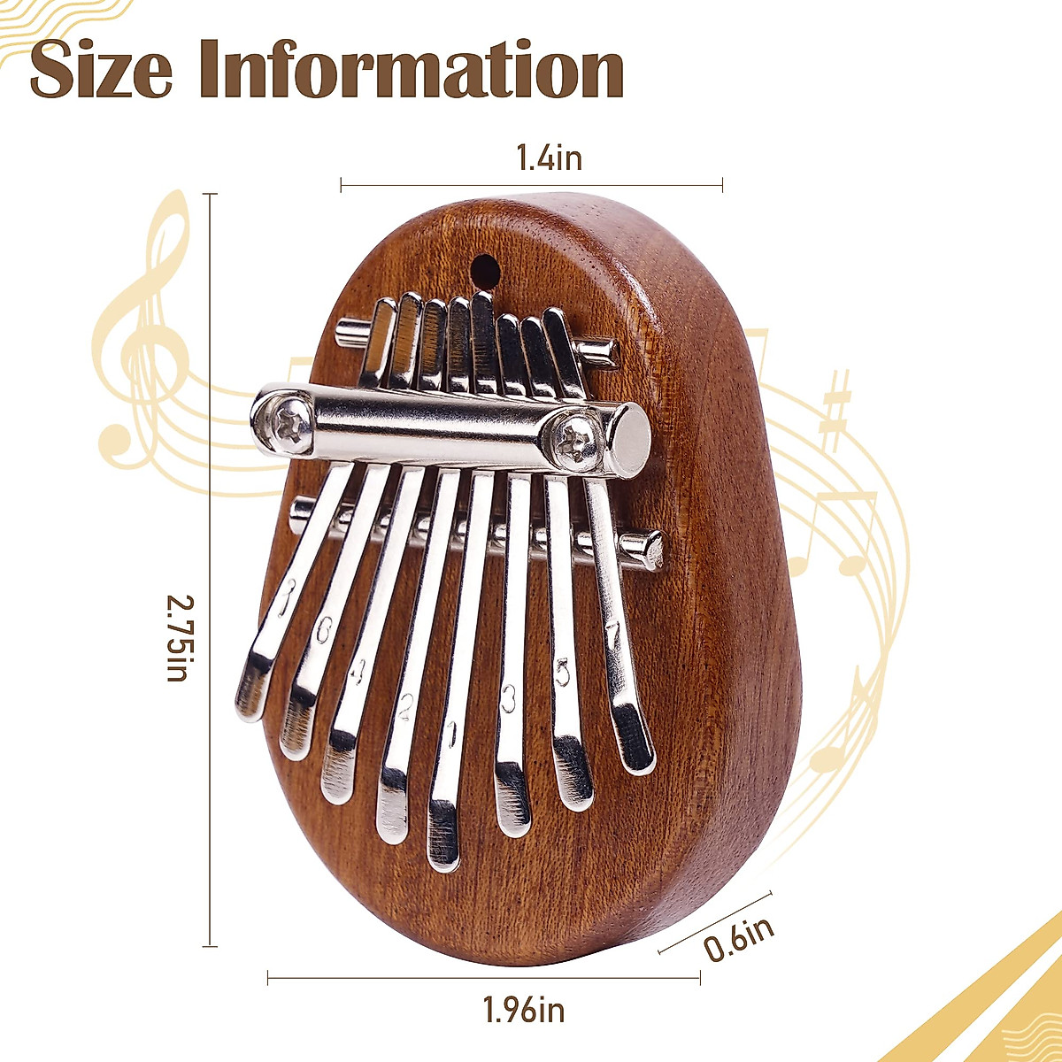 MOTZU Mini Kalimba, 8 Keys Finger Thumb Piano, Portable Mbira Solid Wood Finger Piano, Special Musical Instrument Gift for Kids, Adults, and Beginners