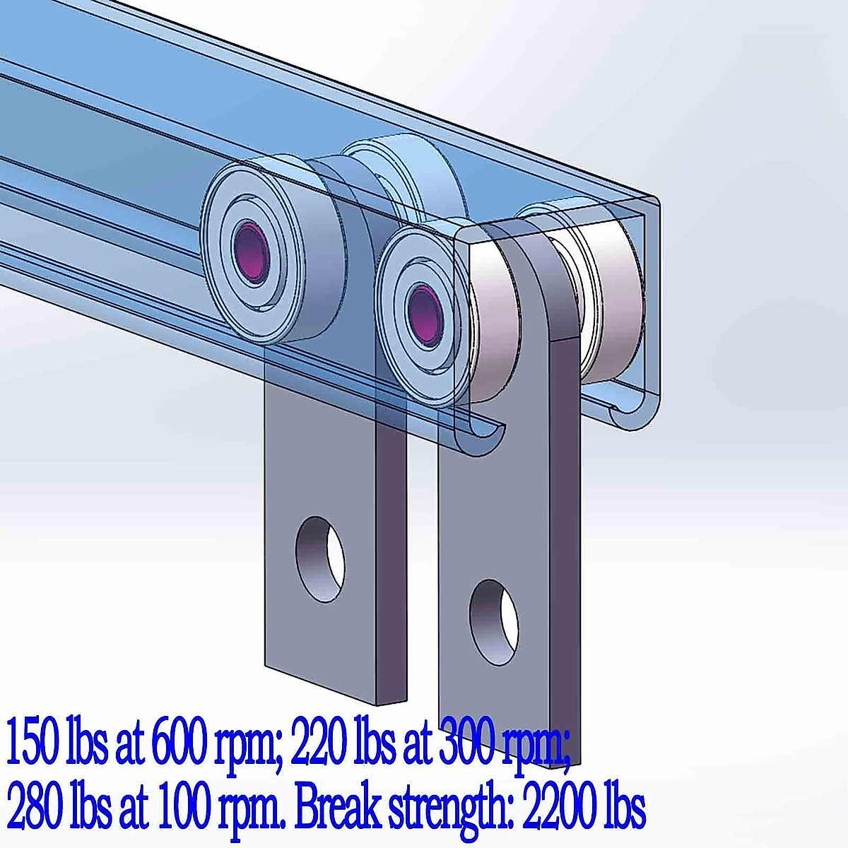 2 Wheel Trolley Assembly Rollers Two Bearing Trolley Assembly for 1-5/8" Wide and All 1-5/8" or Taller Strut Channel…