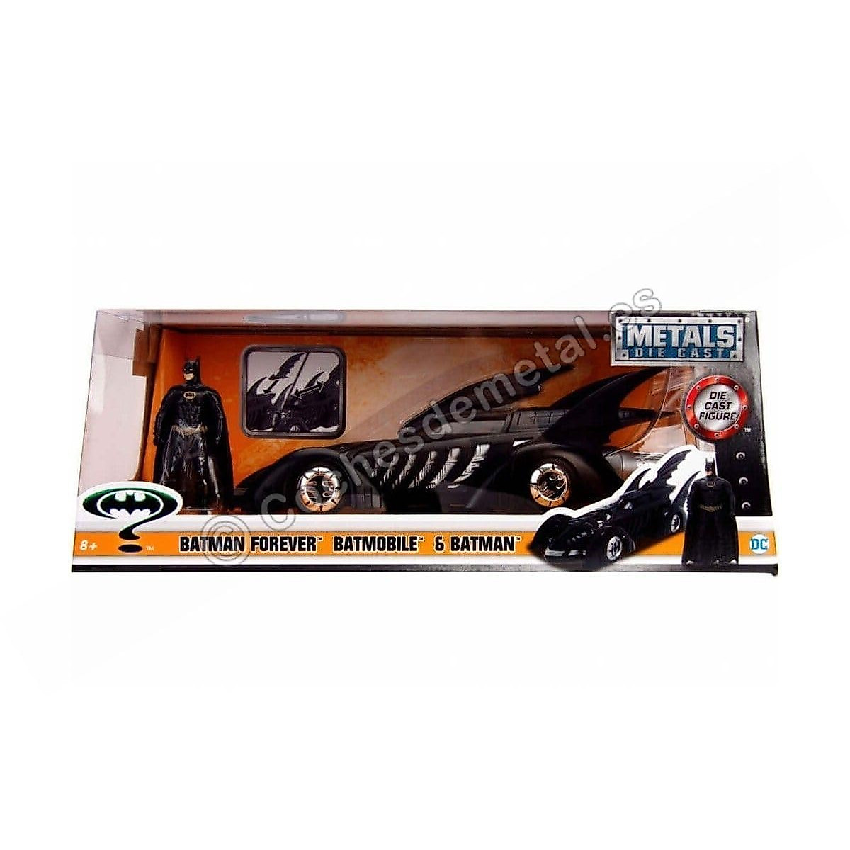 Jada Toys DC Comics Batman Forever Batmobile & Batman Figure 1:24 Die - Cast Vehicle with Figure Matte Black