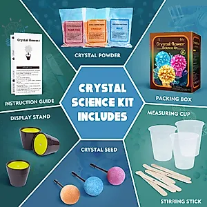 Crystal Growing Kit, Arts and Crafts Science Kits for Kids 4-6-8-12, Toys for Girls Boys Age 6+, 6 7 8 9 10 11 Year Old Girl Birthday Gift Ideas
