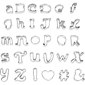 Alphabet Metal Font Cookie Cutters, 30 Piece set