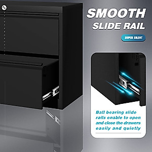 Aobabo Metal 2 Drawer Lateral File Cabinet with Lock,Large Deep Drawer with Adjustable File Bars for Office,Home,35.43 Inches Wide for Letter/Legal Size Drawer,Black,Assembly Required, (GM-DBKX-2DB2)