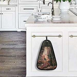 visesunny Fairy Girl with Wing and Butterfly Hand Towel for Kitchen Bathroom Decor Soft Absorbent Cotton Dish Towel with Hanging Loop Botton Cleaning and Drying Washcloth