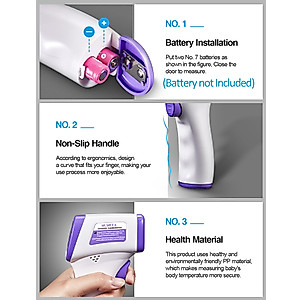 HUHETA Infrared Thermometer for Adults, Non Contact Forehead Thermometer with Fever Alarm, Accurate Reading and Memory Function, Body Temperature & Surface of Objects Use (Purple)