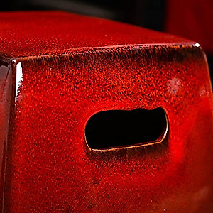 KIROJA Retro Nostalgic Ceramic Stool, Chinese Ceramic Stool, Shoe Changing Stool, for Study, Living Room (Color : Red)