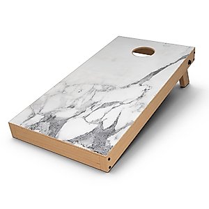 Design Skinz Marble Skin Set for Cornhole (Skin Only) - White & Grey Marble Surface V3
