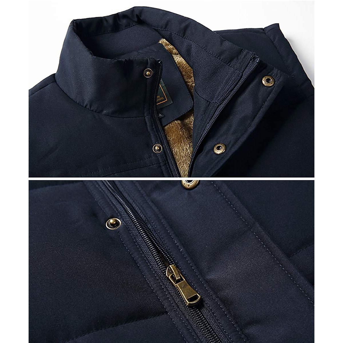 Vcansion Men's Outdoor Casual Stand Collar Thicken Qulited Fleece Jacket Padded Vest Lightweight Down Cotton Vest Coat Blue US M