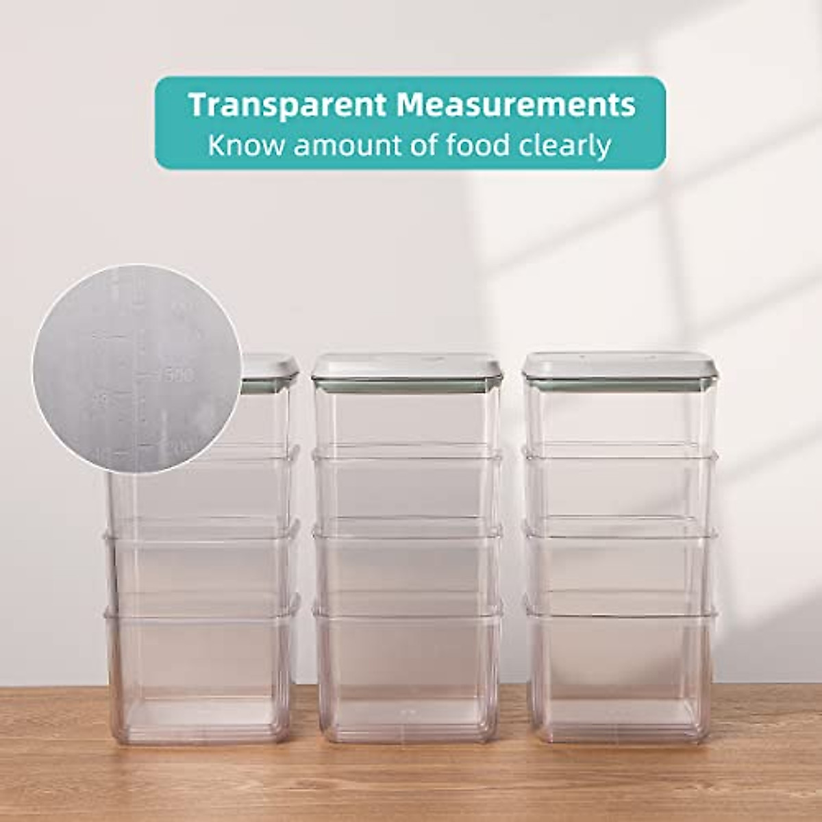 Food Storage Containers, Pop Airtight Food Storage Containers with Lids for Kitchen Pantry Organizing Stackable Container For Cereal Snack Flour Sugar Coffee Spaghetti - 8 Pcs Set [(1.2, 2.0, 2.7, 3.3qt)*2]