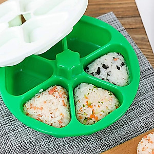Hemoton 6 in 1 Rice Ball Mold Triangle Musubi Maker DIY Sushi Bento Nori Kitchen Rice Mould Nori Seaweed Punch Cutter for Home Party Kids Meal