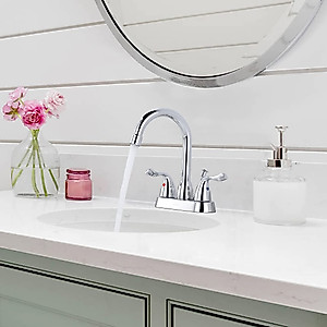 ARCORA 2 Handle Bathroom Faucet Chrome, 4 Inch Centerset Bathroom Sink Faucet with Drain Assembly and Supply Hoses, Bathroom Faucet 3 Holes