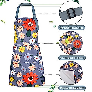 Auidy_6TXD 3 Pack Aprons for Women with Pockets, Adjustable Floral Apron Waterproof Kitchen Cooking Aprons Chef Apron Gifts for Kitchen, Gardening, Cooking, BBQ, Cleaning (70 * 80cm)