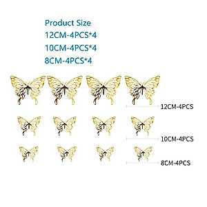 paperbgspen 3D Butterfly Wall Stickers, 48PCS Rose Gold Butterfly Wall Decals Decorations Stickers with 4 Patterns Butterflies Rose Gold Party Decoration for Home Nursery Classroom Kids Bedroom Decor