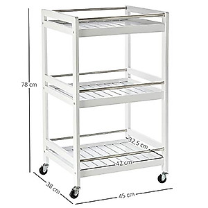 TybAtt Carts 3-Tier Home Trolley Kitchen Storage Cart W/Steel Bars 4 Universal Wheels Rolling Unit Organiser Living Room